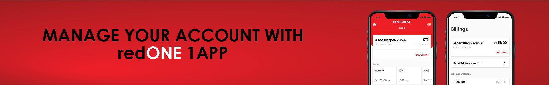 Download redONE App to reload and data top up